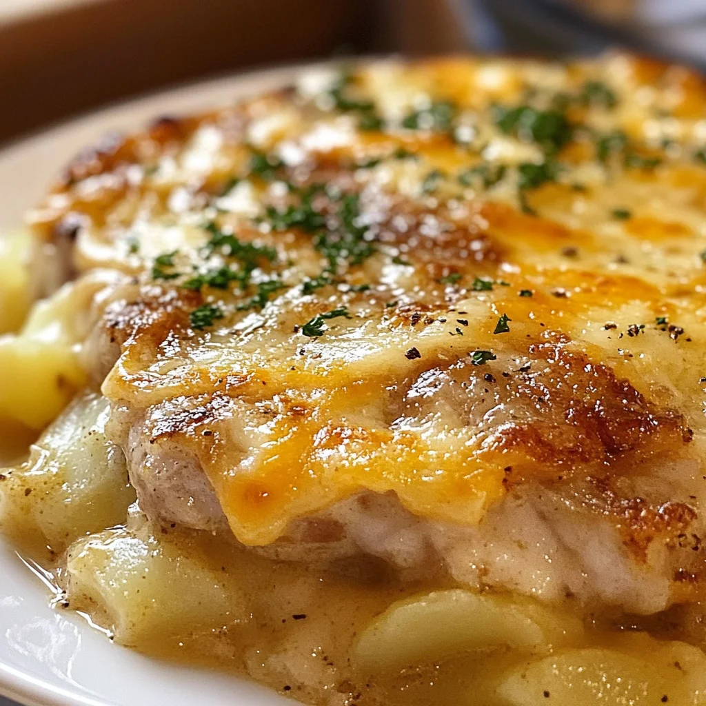 Smothered beef Chop Scalloped Potato Casserole